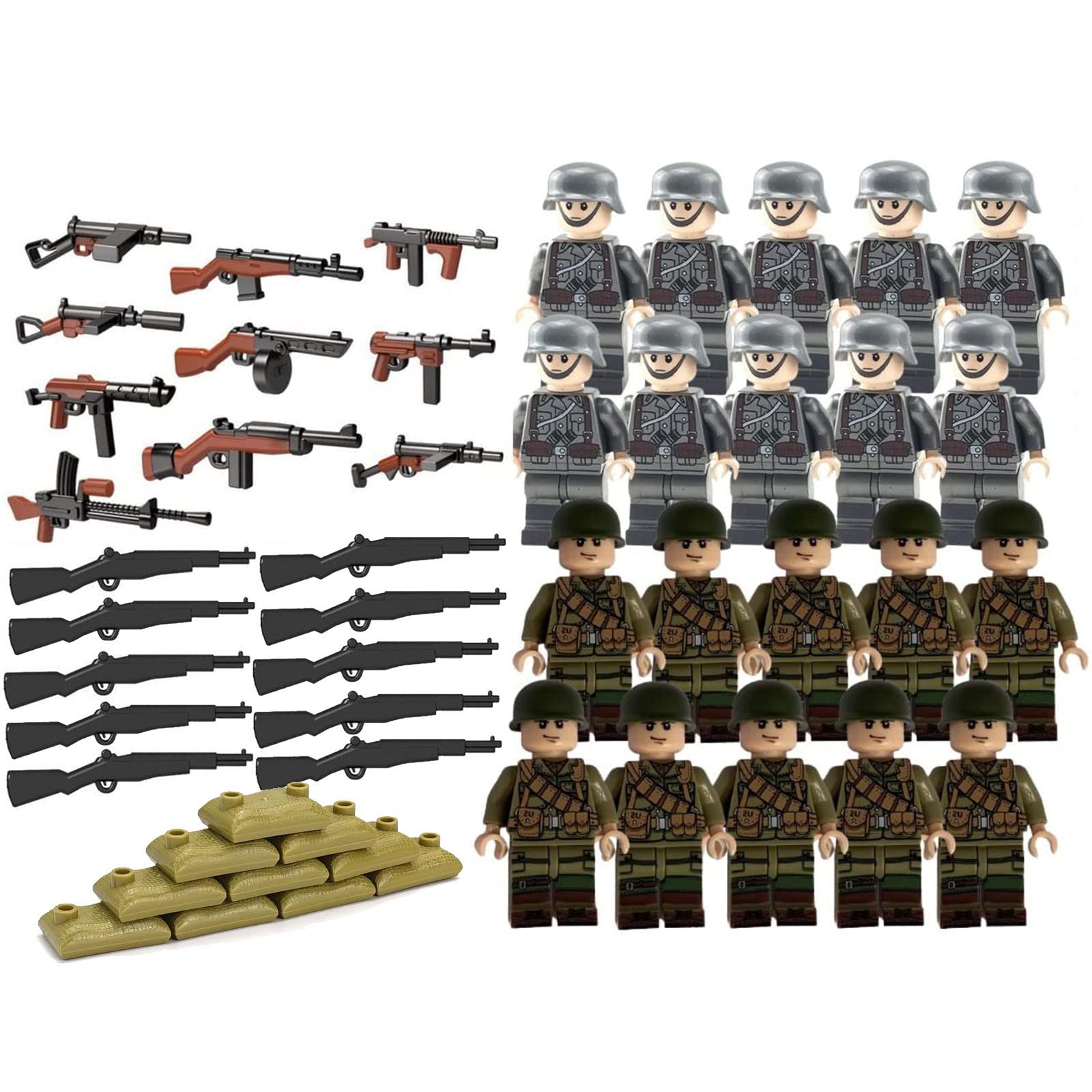 Buy Army Squad WW2 World War II Custom Mini Soldiers Minifigures Set 50 ...