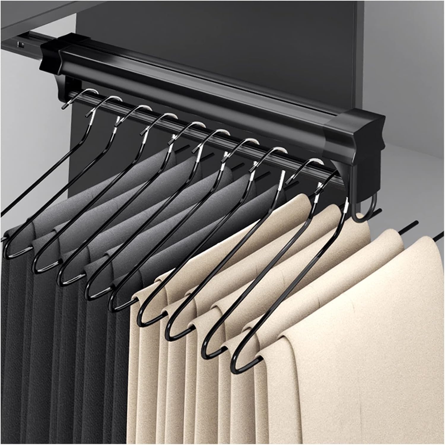 Trousers Rack Closet Clothes Hanger Rail Push-Pull Wardrobe Organizer ...
