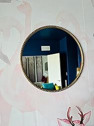 Amazon.com: YIDIE Marlowe Style Round Mirror, 28 inch Metal Beaded ...