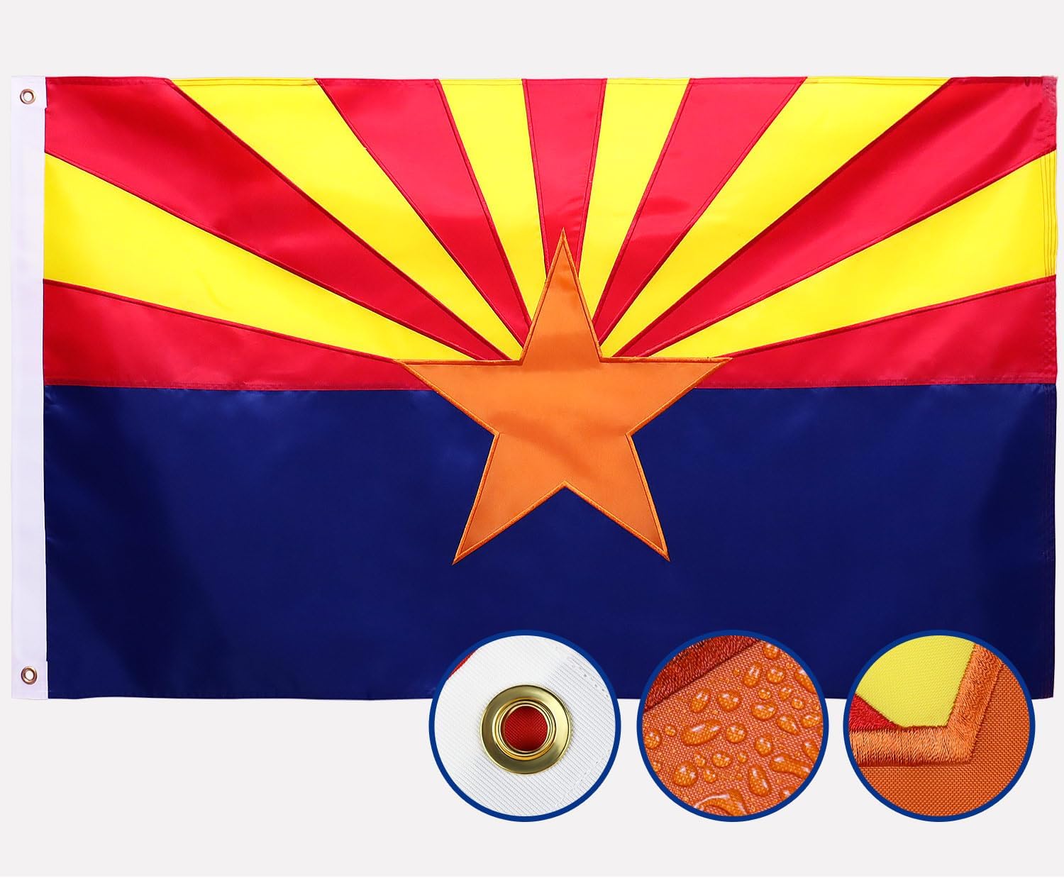 Amazon.com : REIDFERR Arizona Flag 3x5 Outdoor Double Sided - Heavy ...