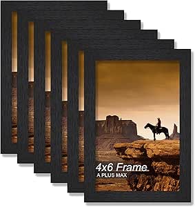 Amazon.com - A PLUS MAX 4x6 Picture Frame Set of 6, Black Engineered Wood Frame for 4 x 6 Inch ...