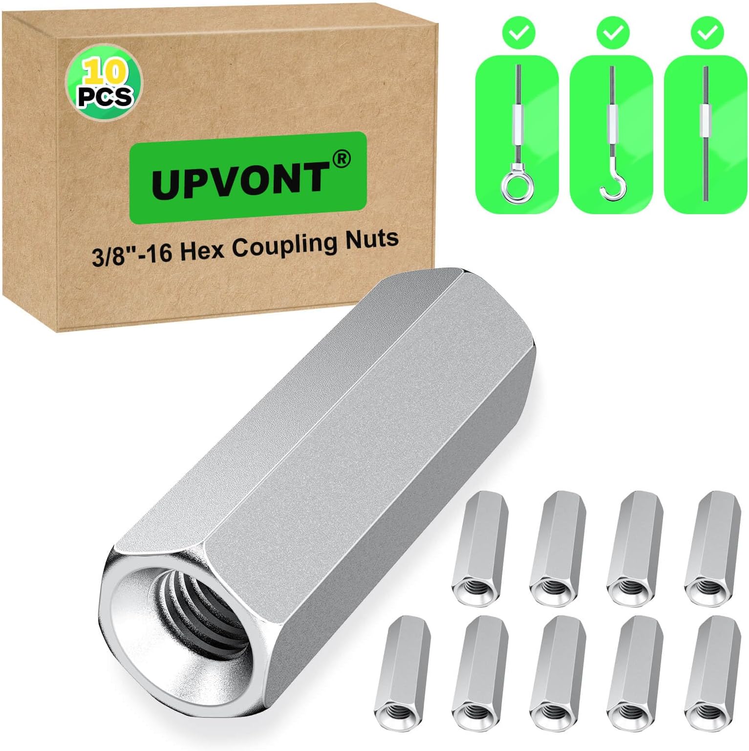 Amazon.com: 3/8"-24 S.A.E. Stainless Steel Threaded Rod Coupling ...