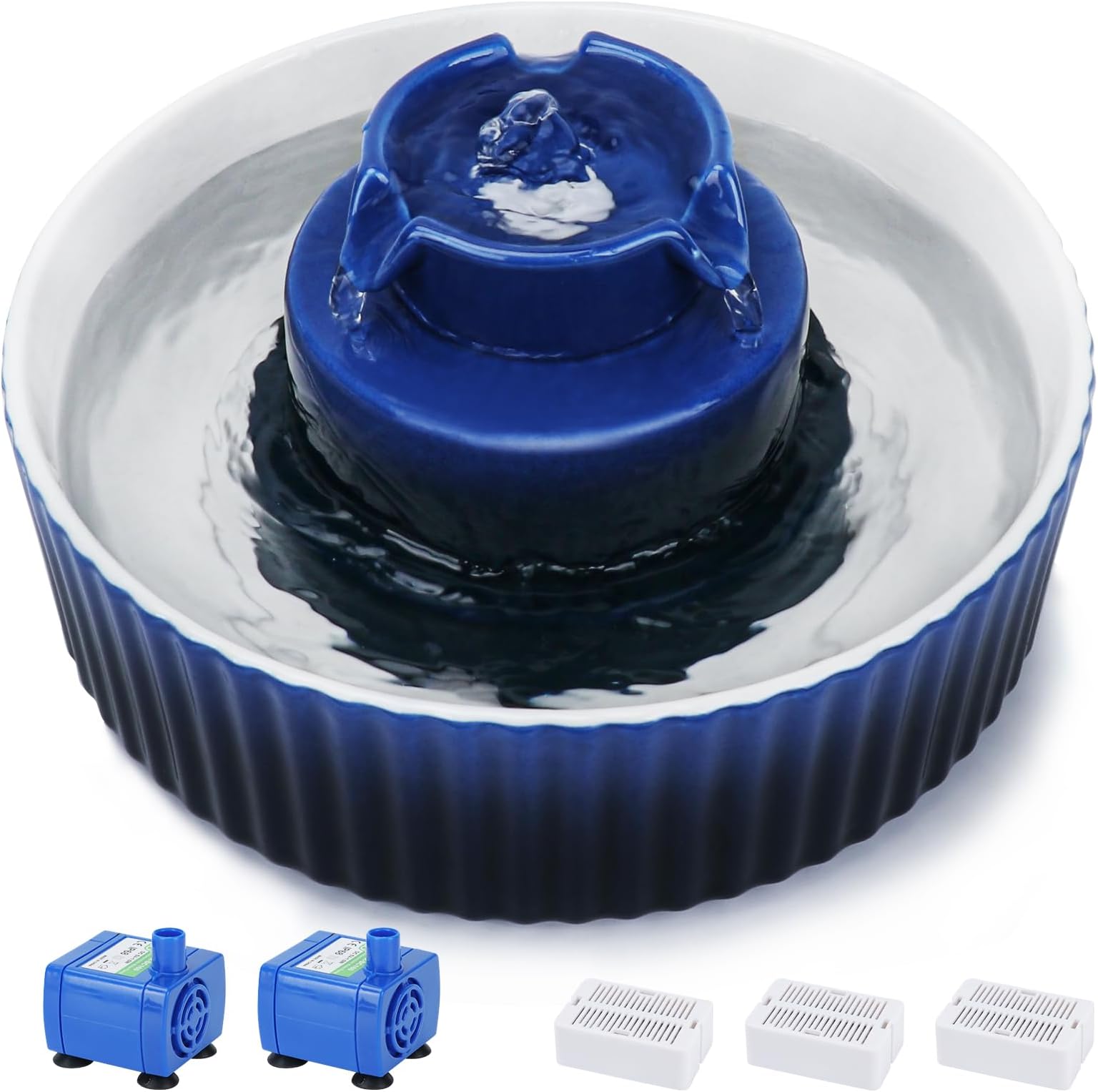 Amazon.com: REAGAR Ceramic Cat Water Fountain w/2 Sets Replacement ...