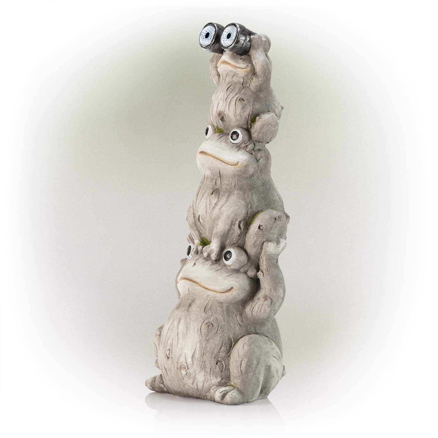 Alpine Corporation QWR848SLR Solar Three Stack Frogs Statue w/LED Light ...