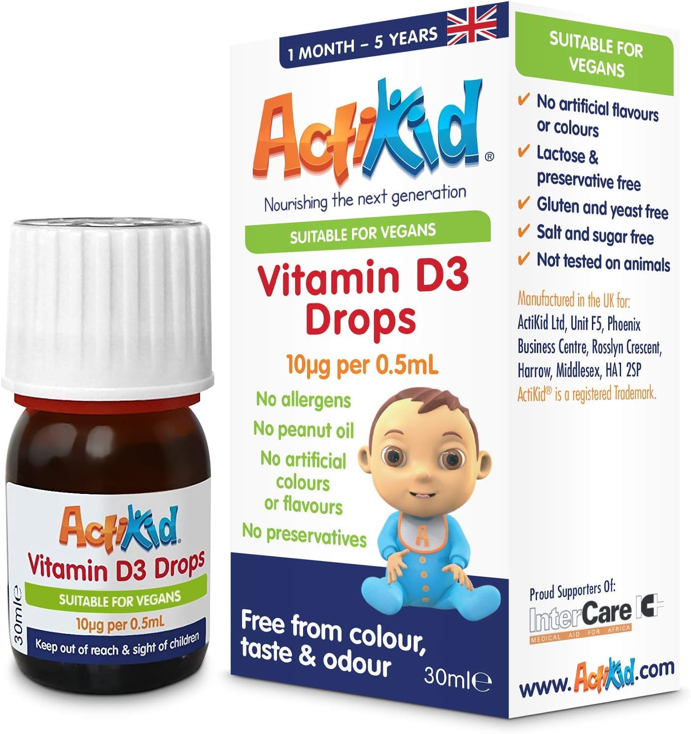 ActiKid Vitamin D3 Drops 30ml for Newborn Babies, Infants and Children ...