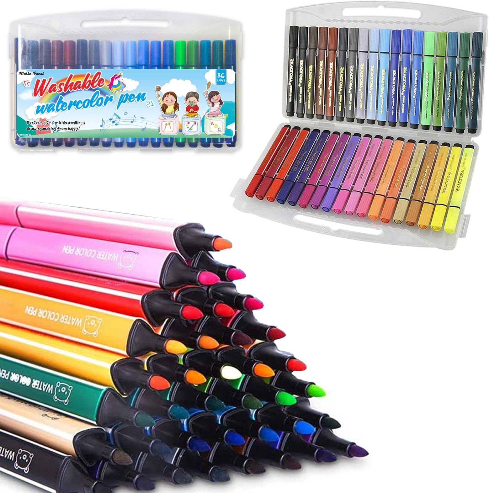 Amazon.com : Marte Vanci Triangle Shape Washable Coloring Pens for Kids ...