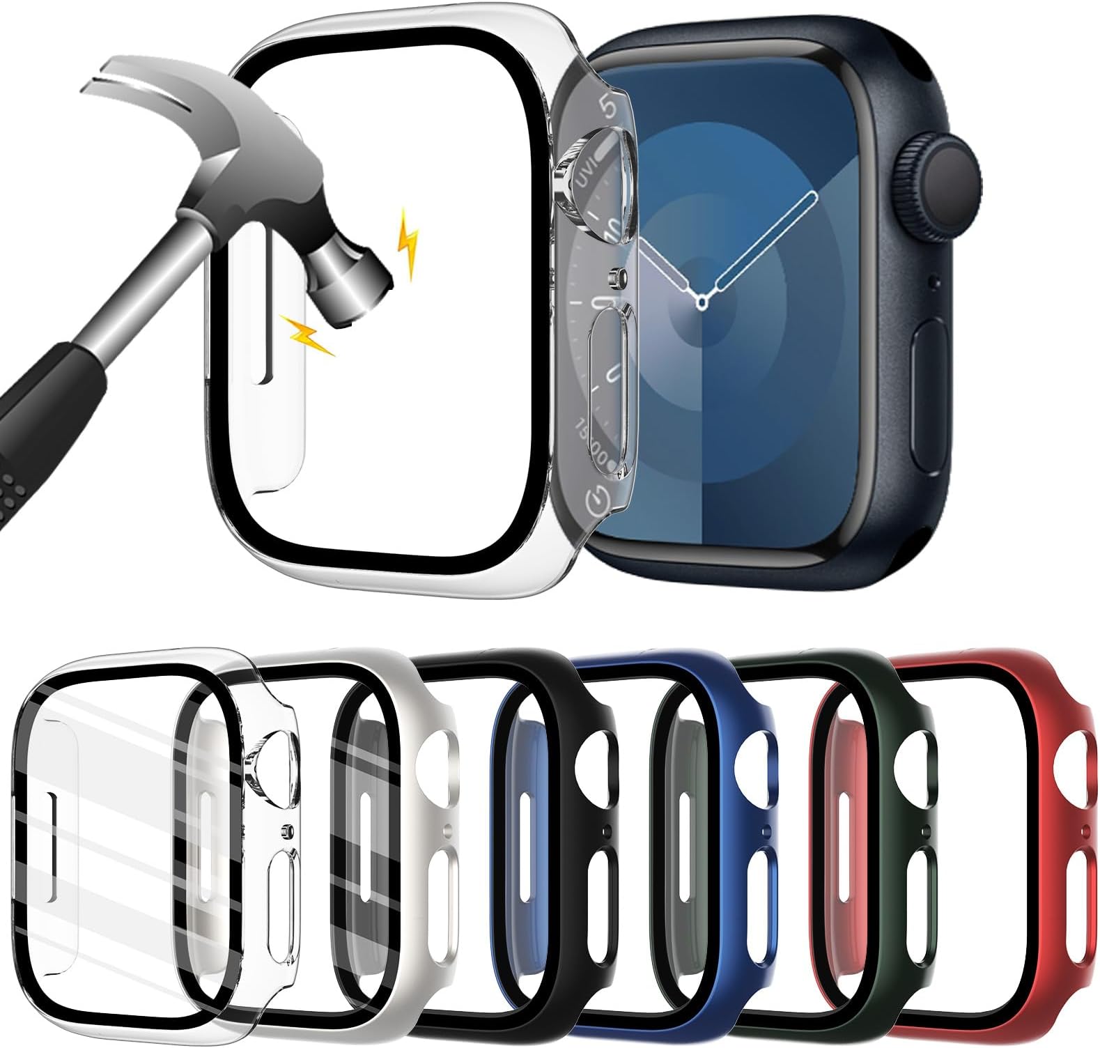 TAURI 2 Pack Hard Case Designed for Apple Watch Series 9/8 / 7 45mm ...