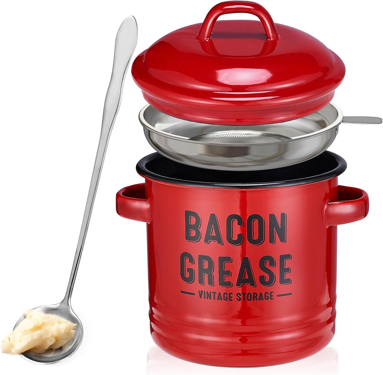 Amazon.com: ONEARF Bacon Grease Container with Strainer - Large 46OZ ...