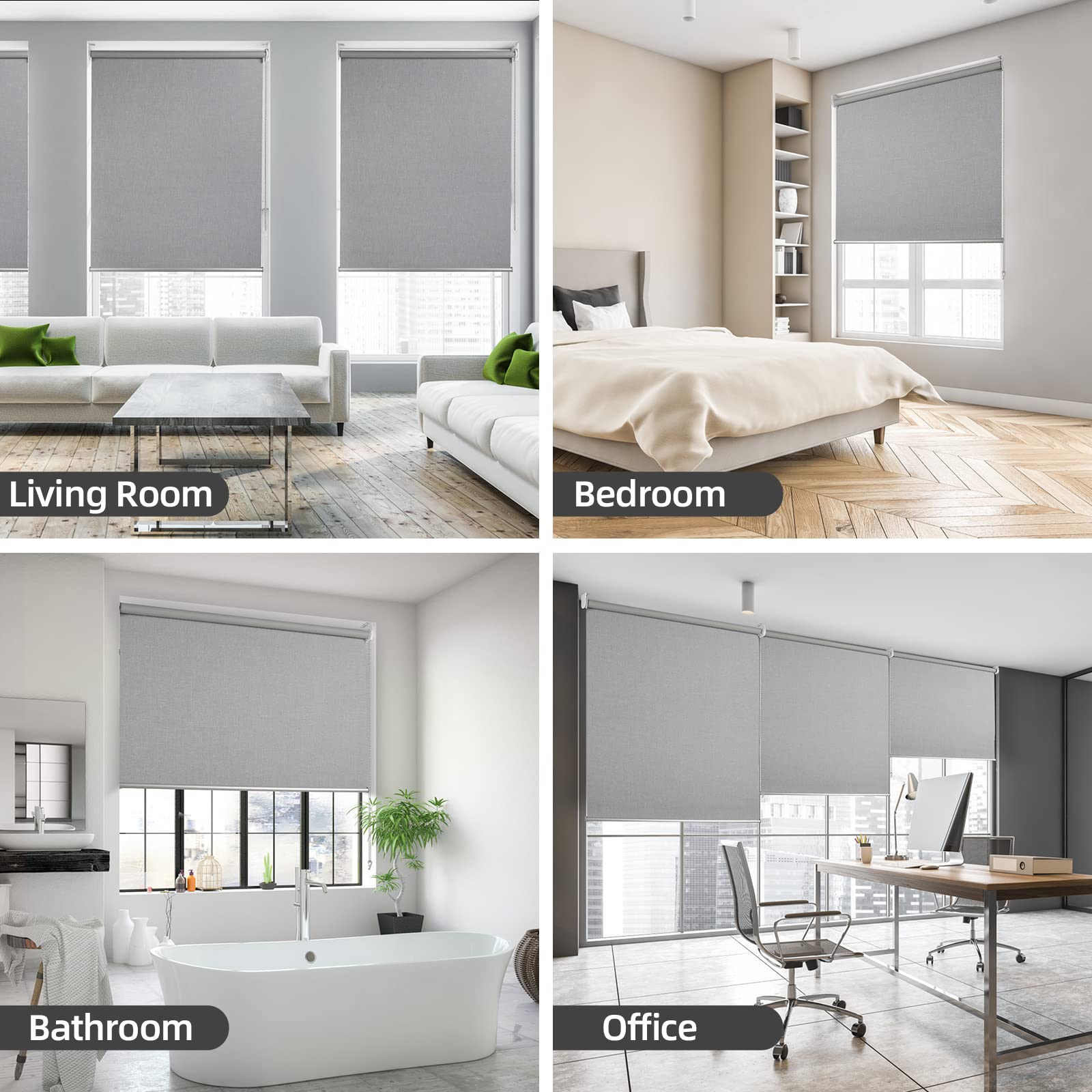 100% Blackout Roller Shades for Windows,UV Protection,Window Blind with ...