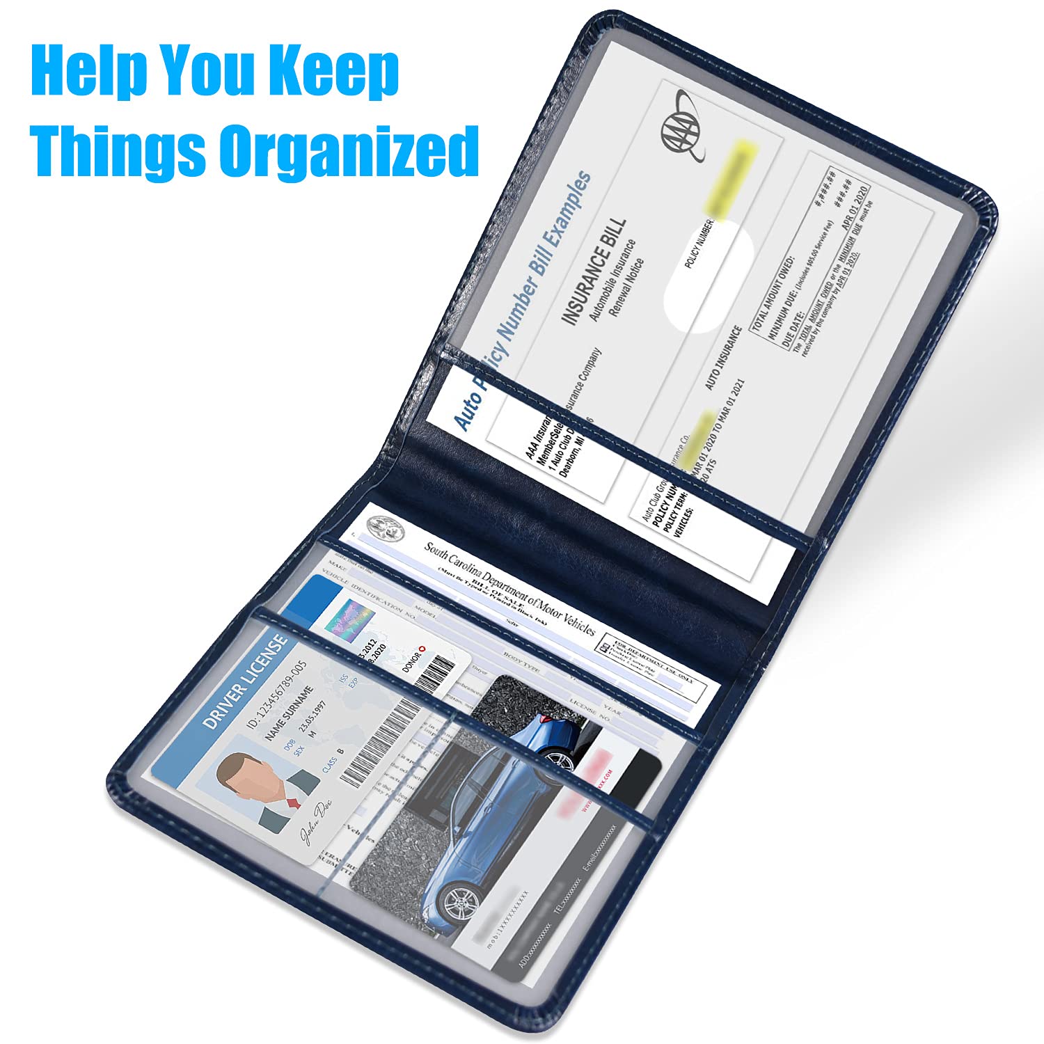 Snapklik.com : Car Registration And Insurance Holder, Folio Leather ...