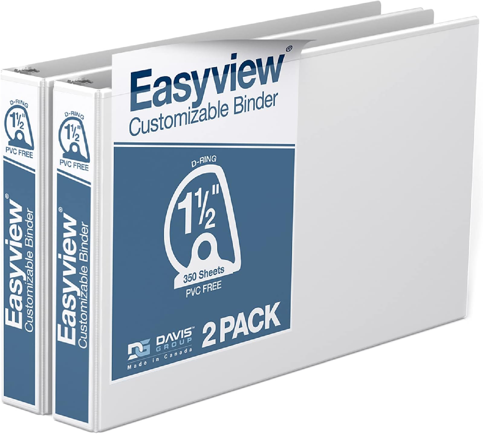 EasyView Premium 1.5-Inch D-Ring Binders with Clear-View Covers ...
