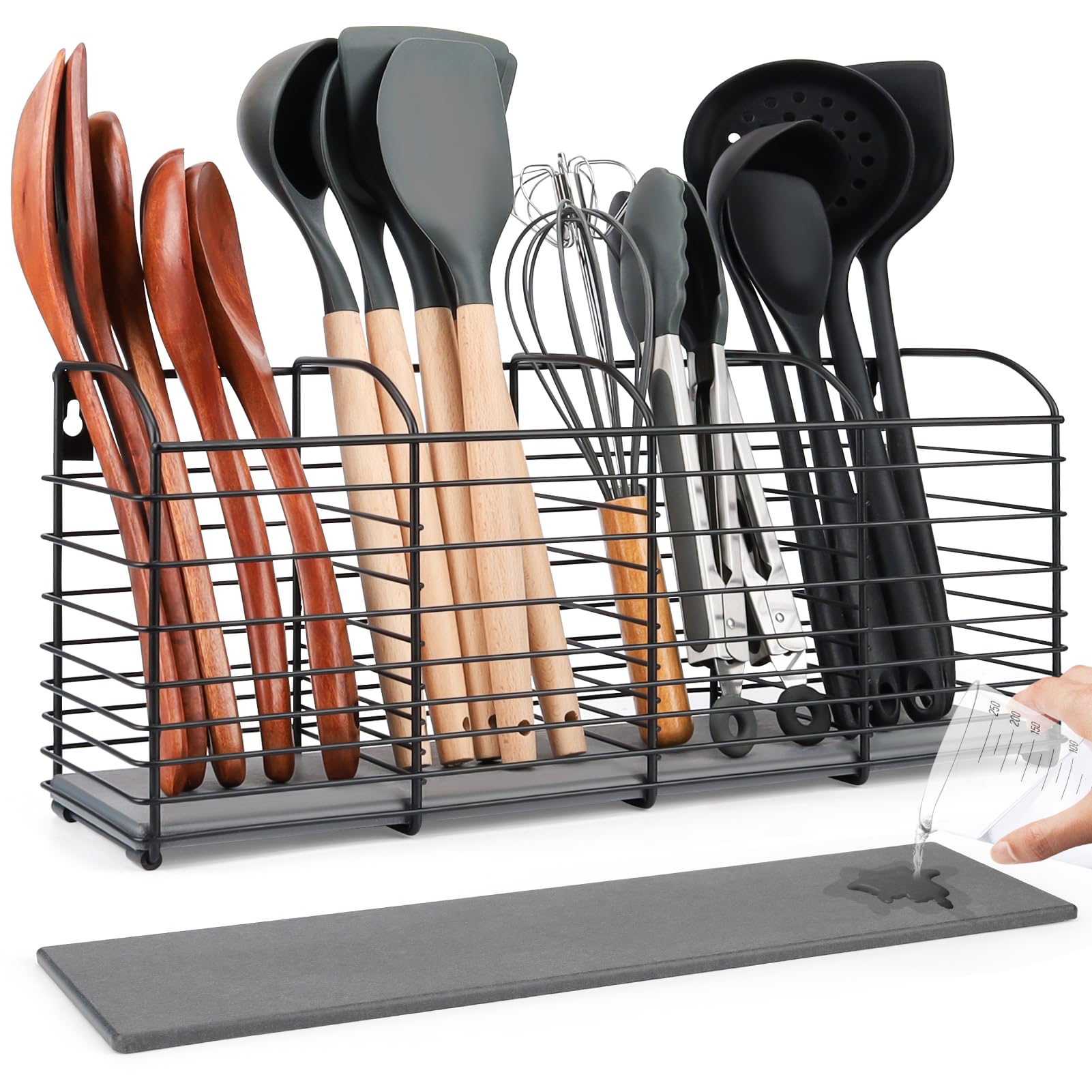 Amazon.com: Extra-Large Kitchen Utensil Holder with Diatomaceous Earth ...