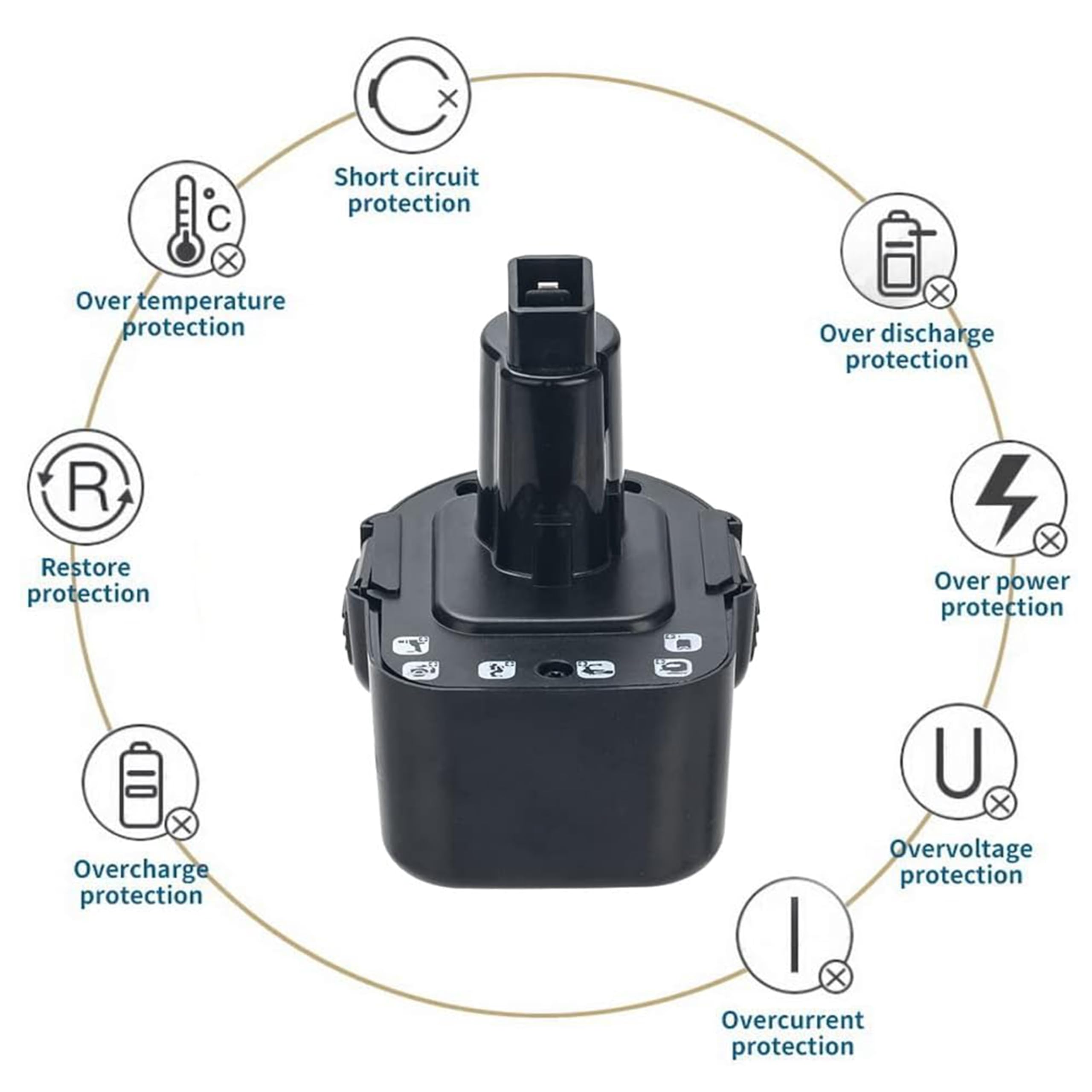 DTDBBFU 6Ah 12V Lithium-ion Battery - Compatible with DEWALT 12V DW9071 ...