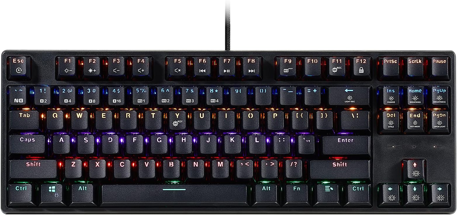 Amazon.com: Hexgears GK13 Mechanical Keyboard, 87 Keys TKL Wired Black Keyboard, RGB Mixed ...