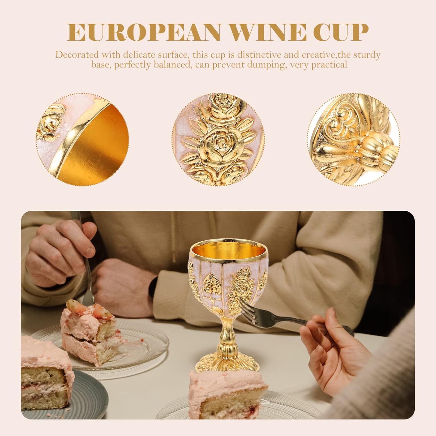 Milisten Copas de comunión, 1 copa de vino vintage de metal en relieve ...