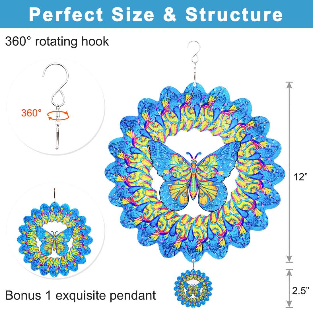 Snapklik.com : Butterfly Wind Spinners For Yard And Garden, 3D Spinning ...