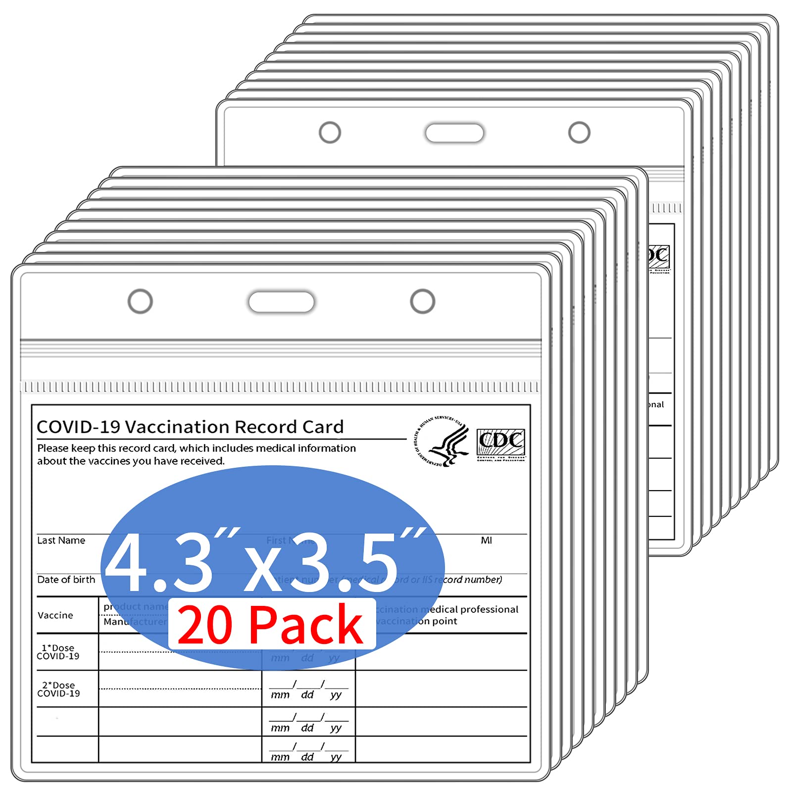 20 Pack 4x3 Clear Card Protector Holder Clear Plastic Horizontal ...