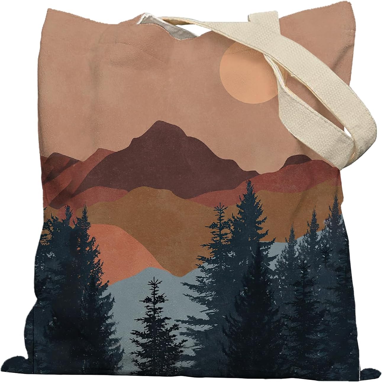 Amazon.com: Lacosu Boho Tote Bag, Vintage Boho Sun Mountain Canvas Tote ...