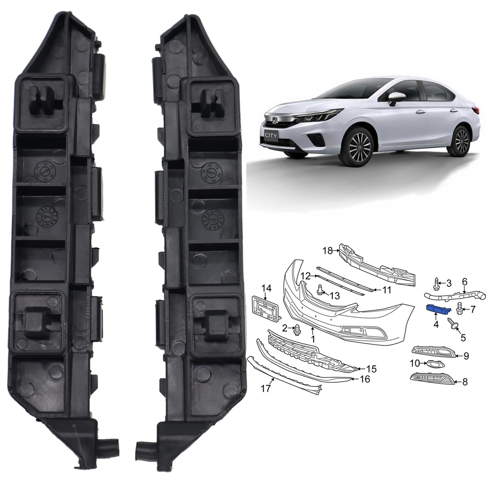 Amazon.com: Pair Left Right Front Bumper Brackets for Honda Civic 2012 ...