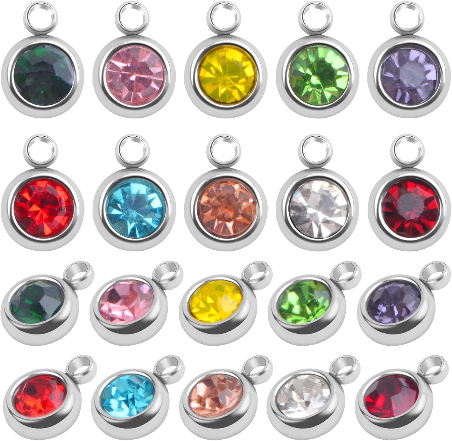 Amazon.com: JMKTOOL 30pcs 6 mm Stainless Steel Crystal Birthstone ...