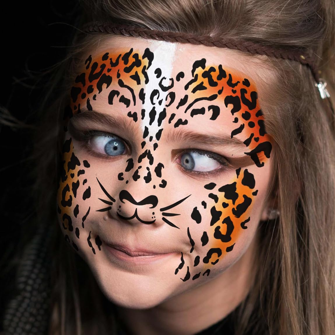 Amazon.com : 3-Pack Leopard Face Temporary Tattoo Stickers, 4.9 x 5.9 ...