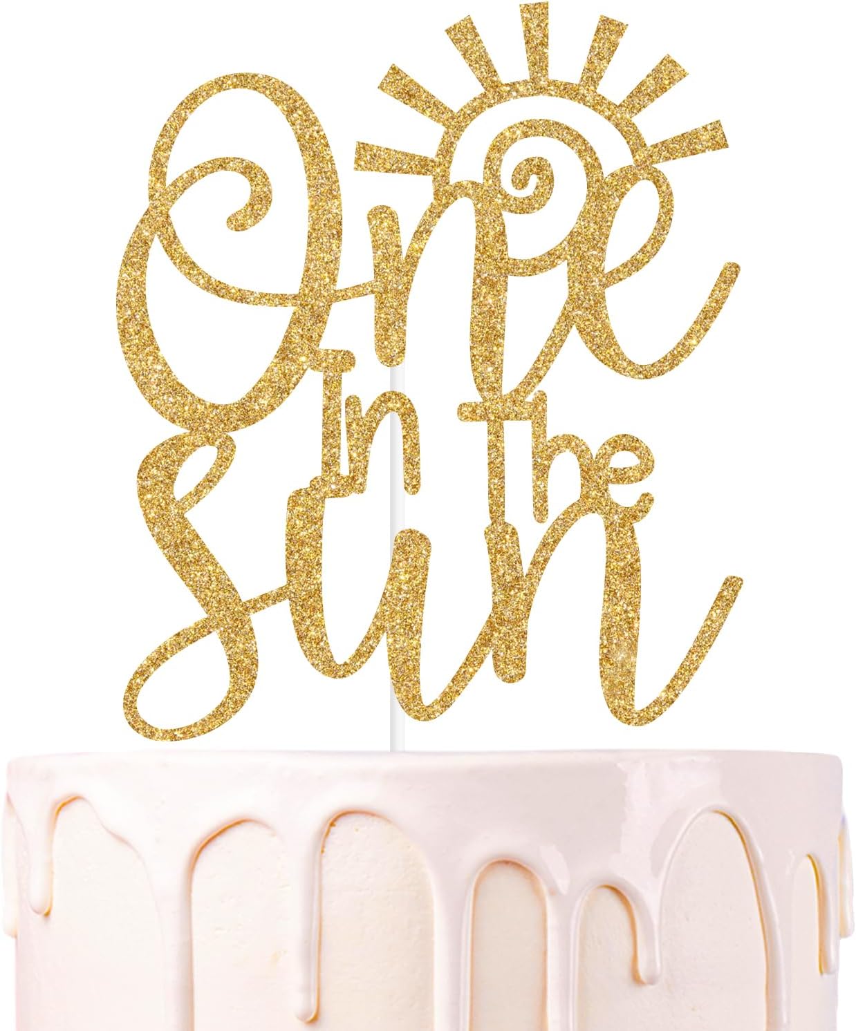 Amazon.com: Gold Glitter One in the Sun Cake Topper, Happy 1st Birthday ...