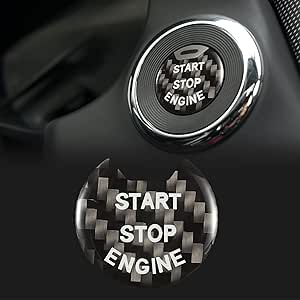 Amazon.com: TOMALL Carbon Fiber Car Engine Start Stop Cover Sticker ...