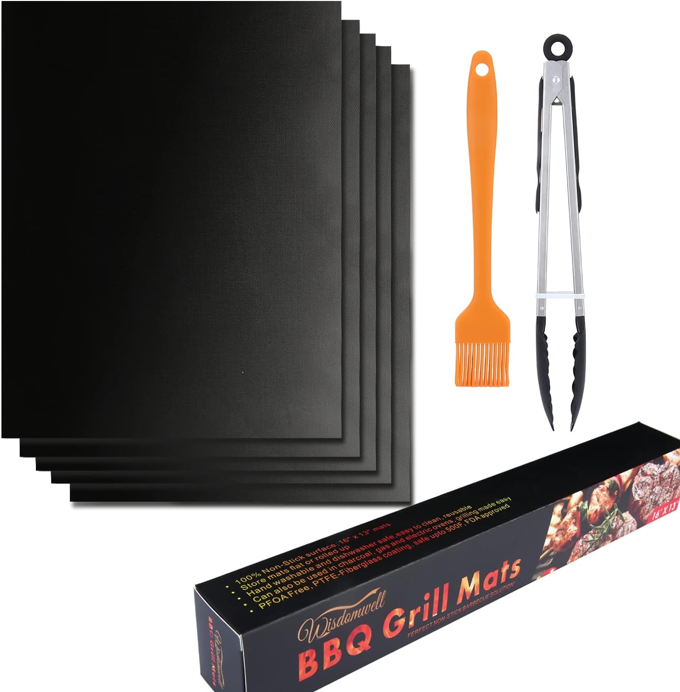 GOFRIEND BBQ Grill Mat Set of 5, Non-stick Barbecue Grill & Baking Mats ...