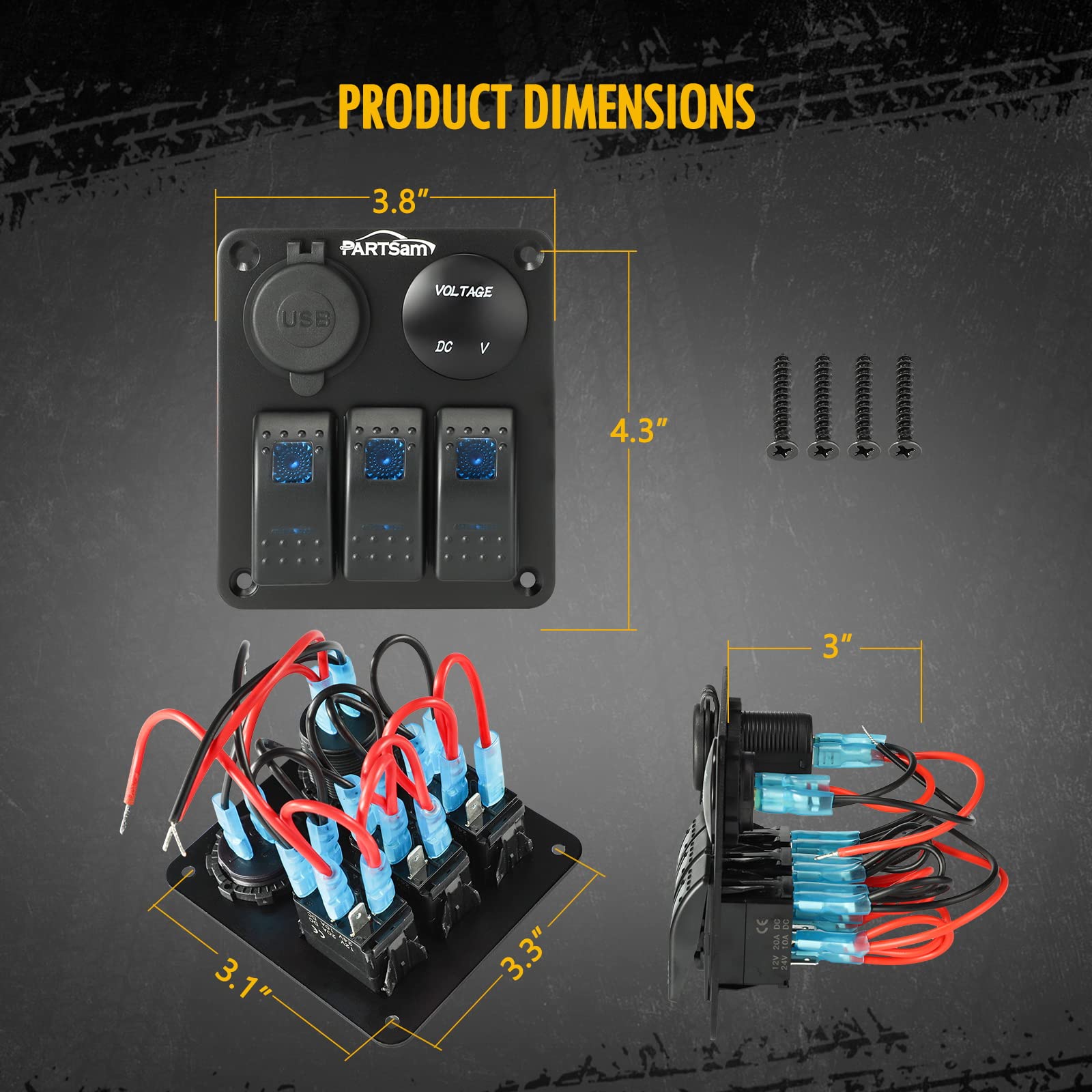 Boat Accessories New 12V 24V 3 Gang Toggle Switch Panel With Fuse For ...