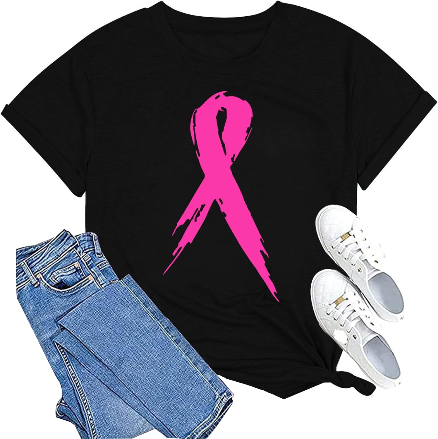 Amazon.com: Pink Ribbon Shirts for Women Breast Cancer Awareness T ...