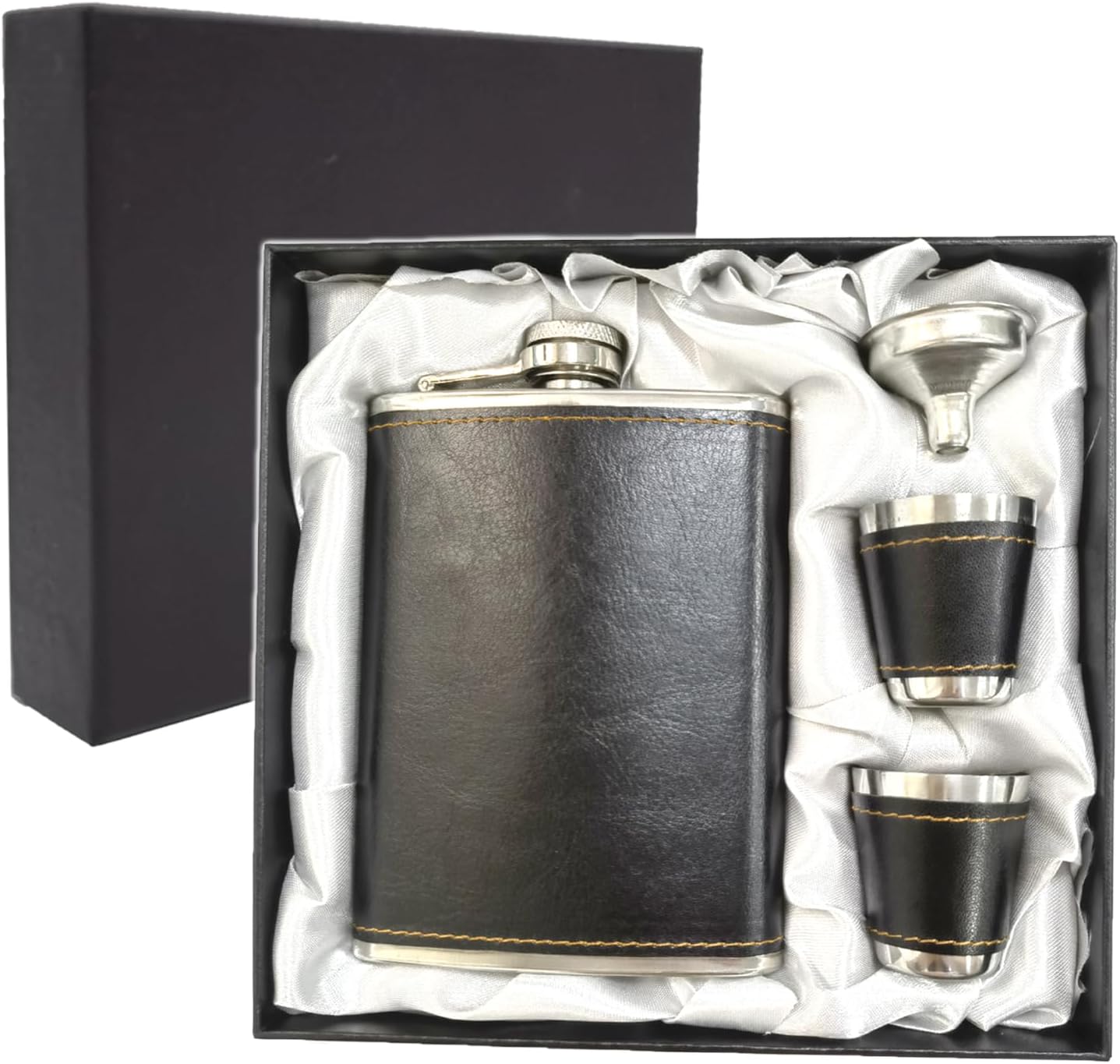 Hip Flask Set with Funnel and Shot Glasses, 8 oz Alcohol Flask ...