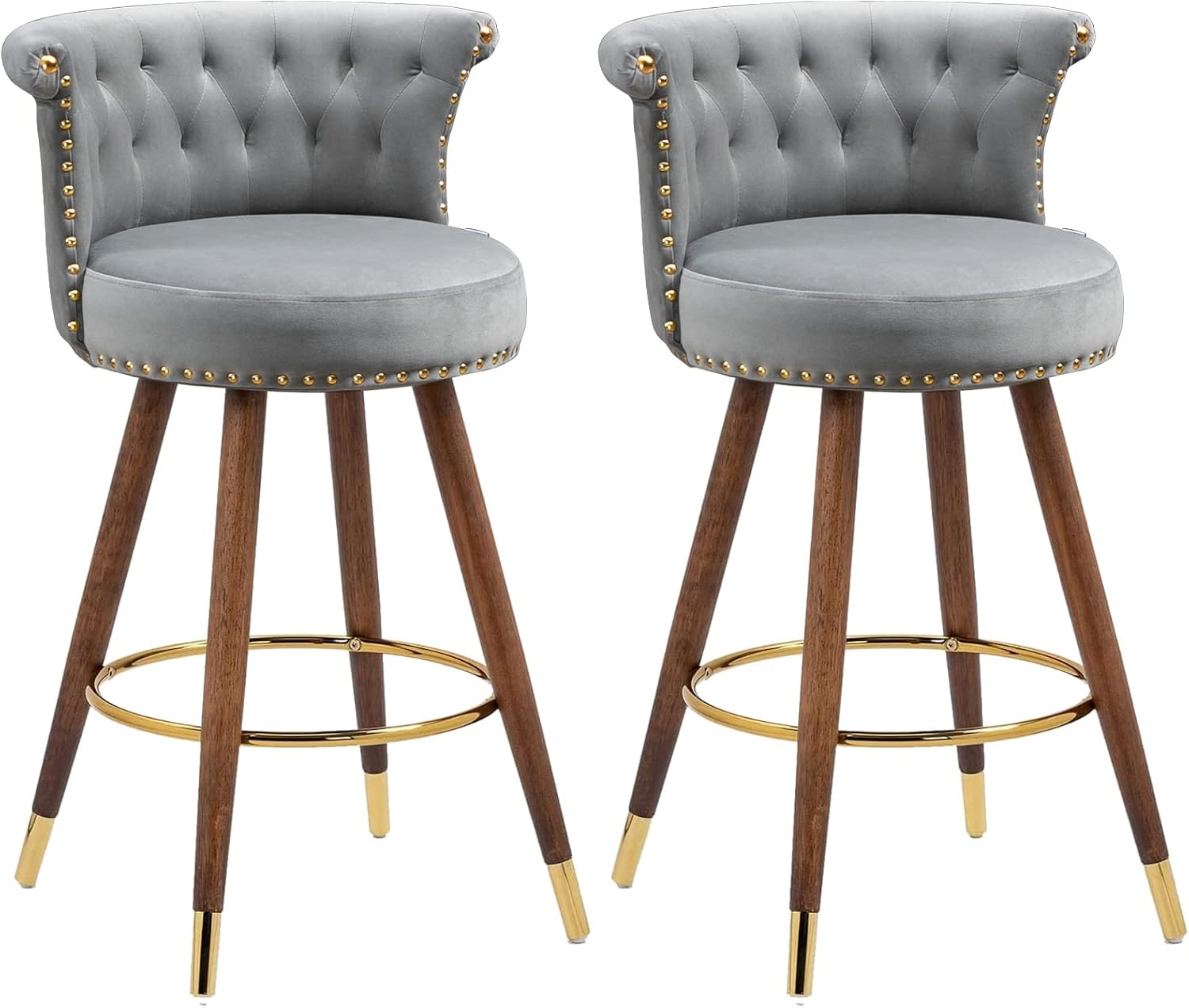 Amazon.com: Deolme 27" Swivel Velvet Bar Stools, Modern Counter Height ...