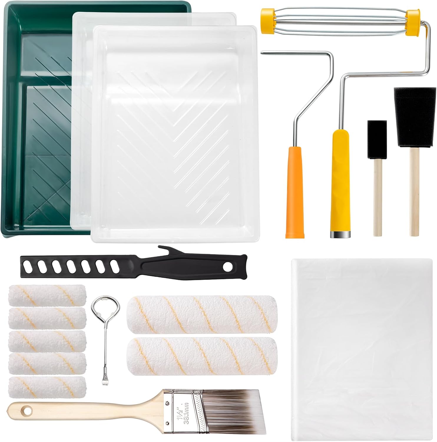 Amazon.com: YiBaiBrush Paint Roller Kit, 18 Pack Paint Roller Set, 9 ...