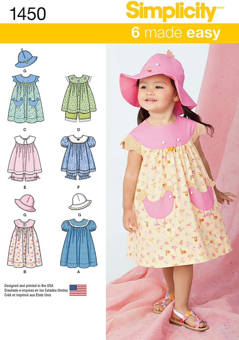 Amazon.com: Simplicity 1450 Toddler Girl's Dress, Shirt, Underwear, and ...