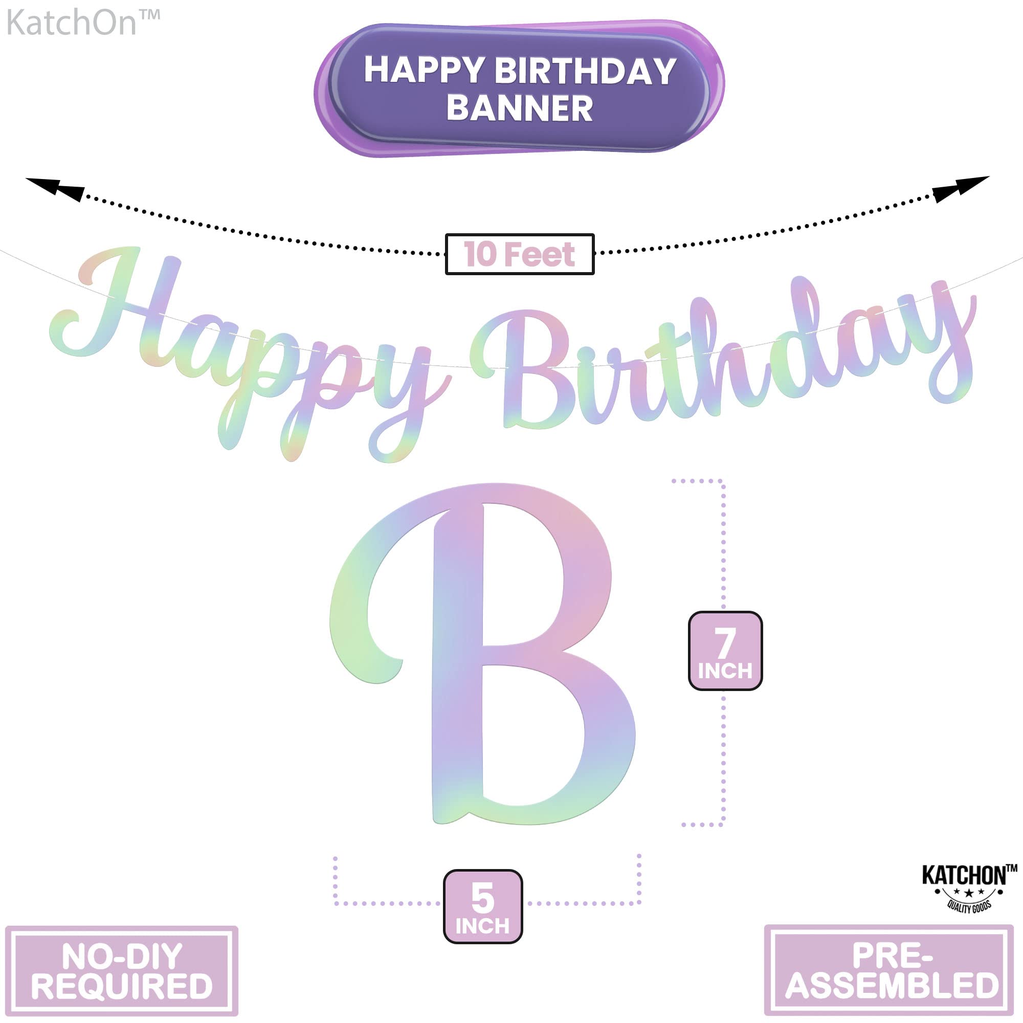 Snapklik.com : KatchOn Glitter Iridescent Happy Birthday Banner - Pre ...