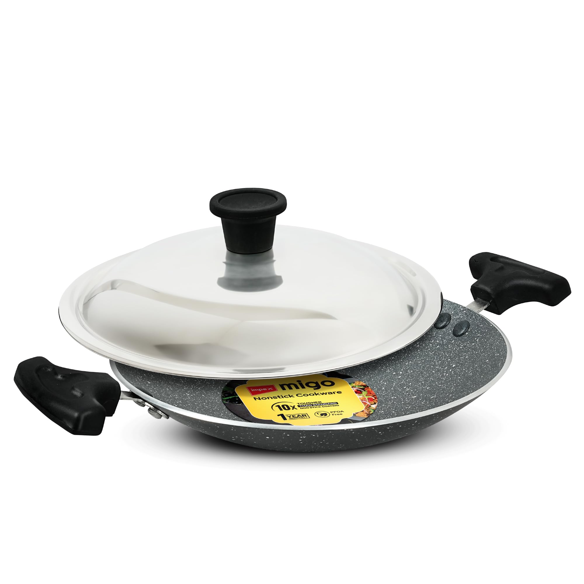 Buy Impex Nonstick Granite Appachatty with Lid | Aluminium Non Stick ...
