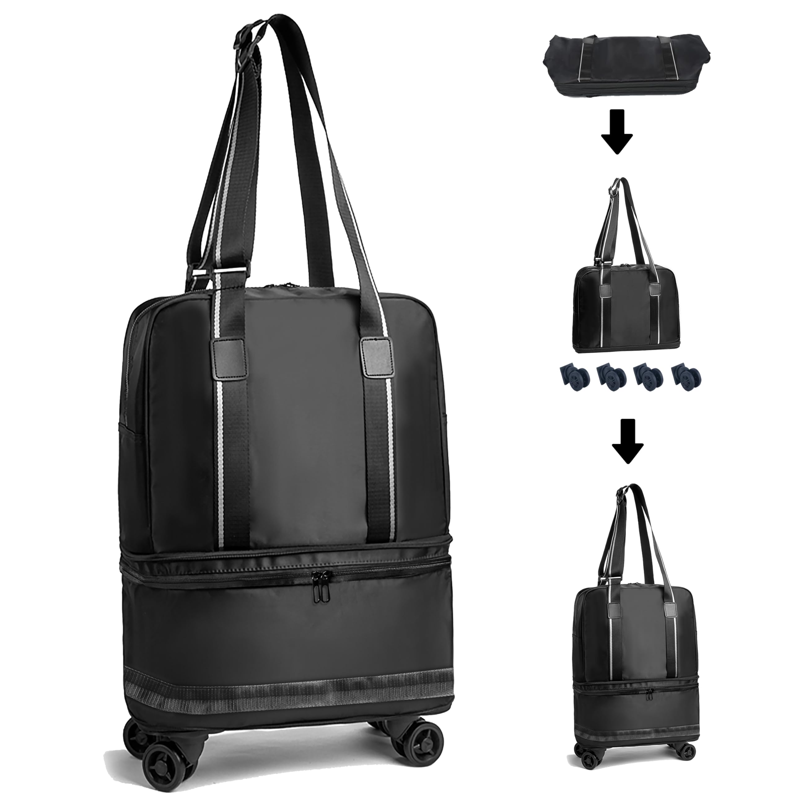 Snapklik.com : ELDA Expanded Duffel Bag For Men Women Rolling Overnight ...