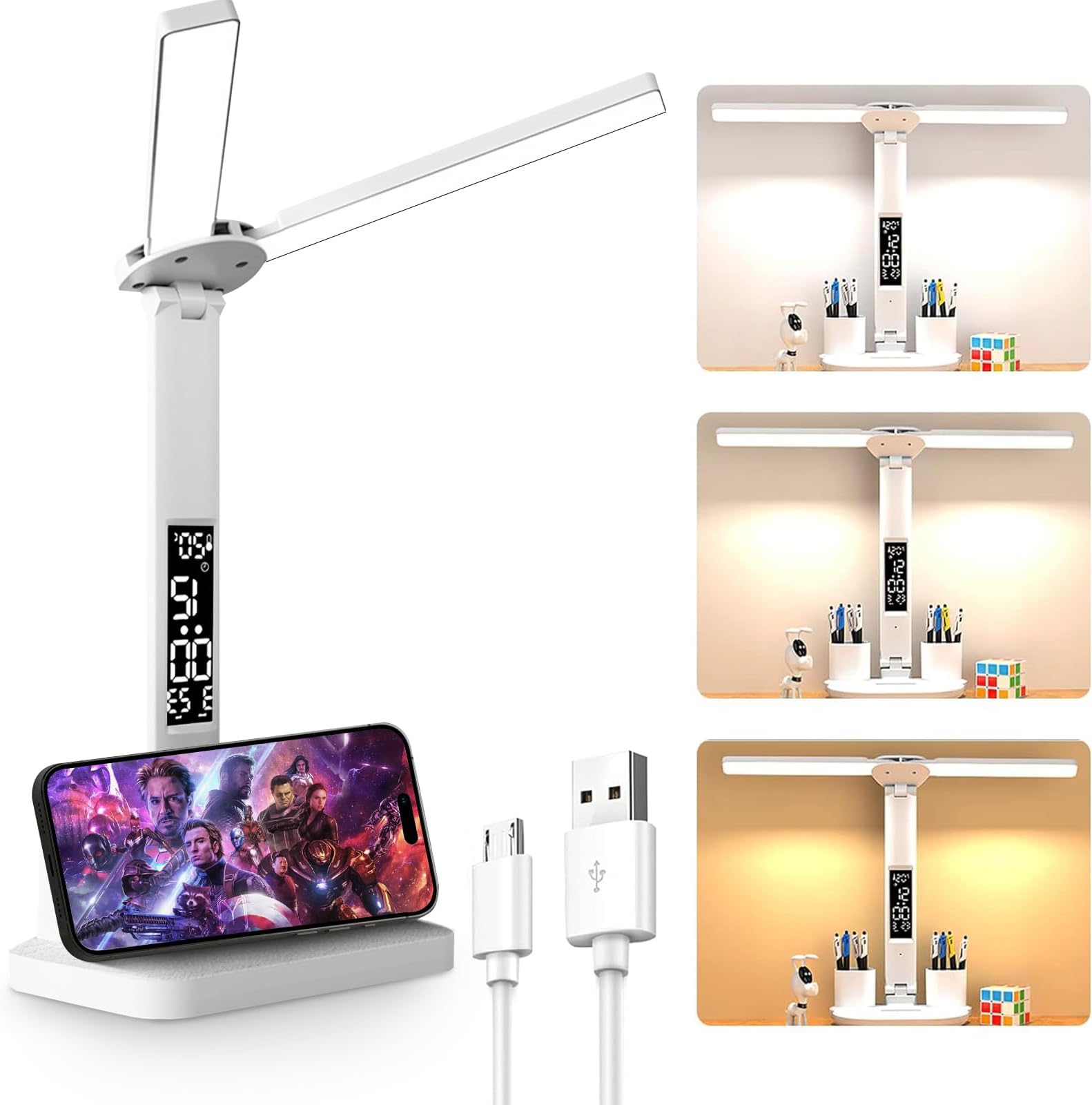 Lámpara Escritorio LED,Luces LED ajustables de tres colores en ambos ...