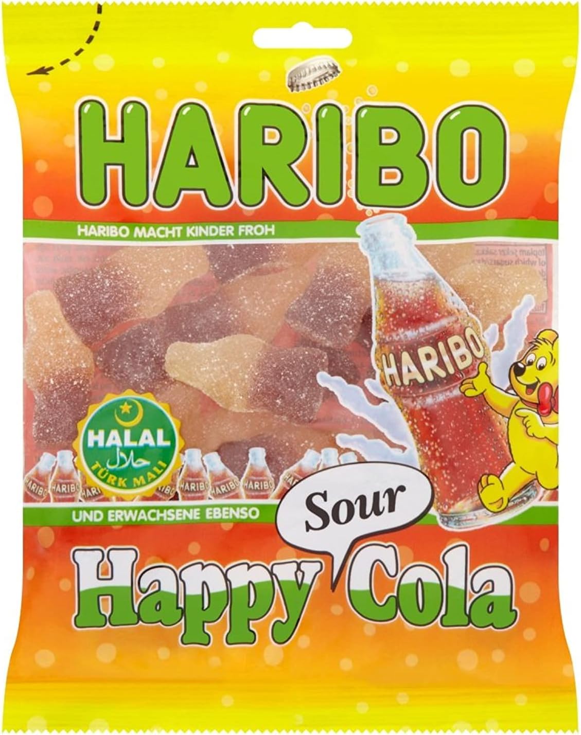 Haribo Halal Happy Cola Sour, 100g : Amazon.co.uk: Grocery