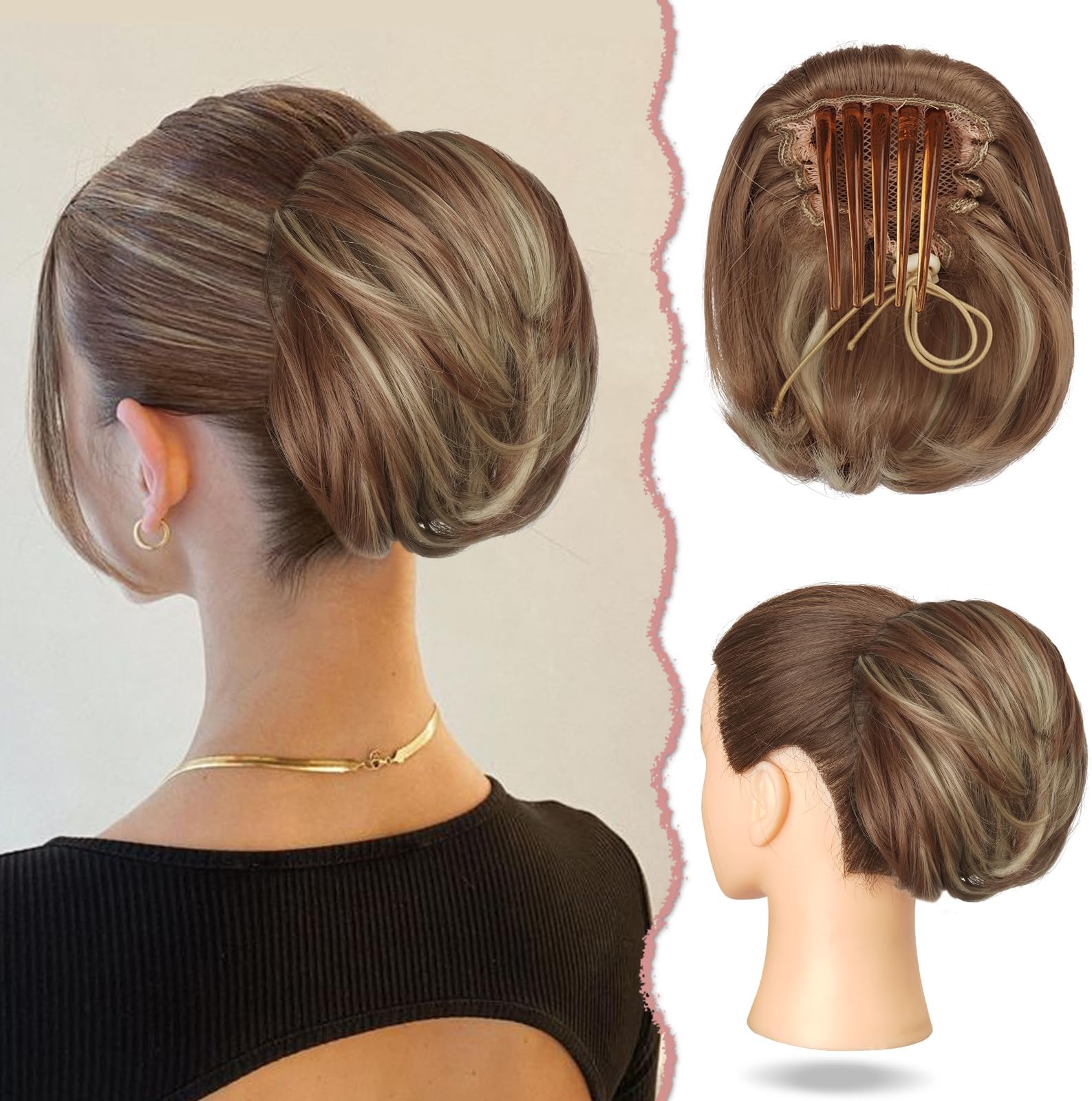 Amazon.com : SOFEIYAN Comb Clip Hair Bun Hair Piece Short Ponytail Hair ...