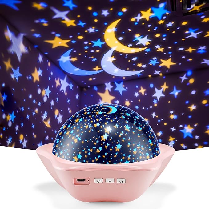 Kids Night Light Projector, 6 Films+Rotating Star Projector Night Light ...