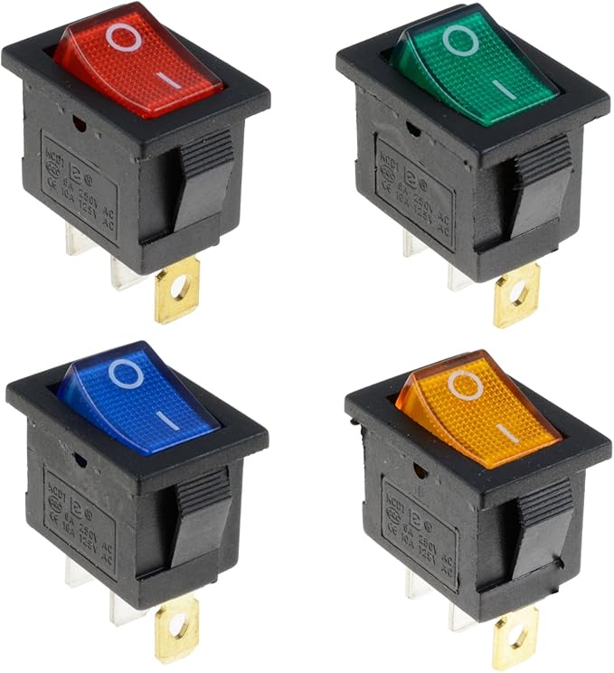 4X Mixed Illuminated Lighted LED On/Off Rectangle Rocker Switch Car ...