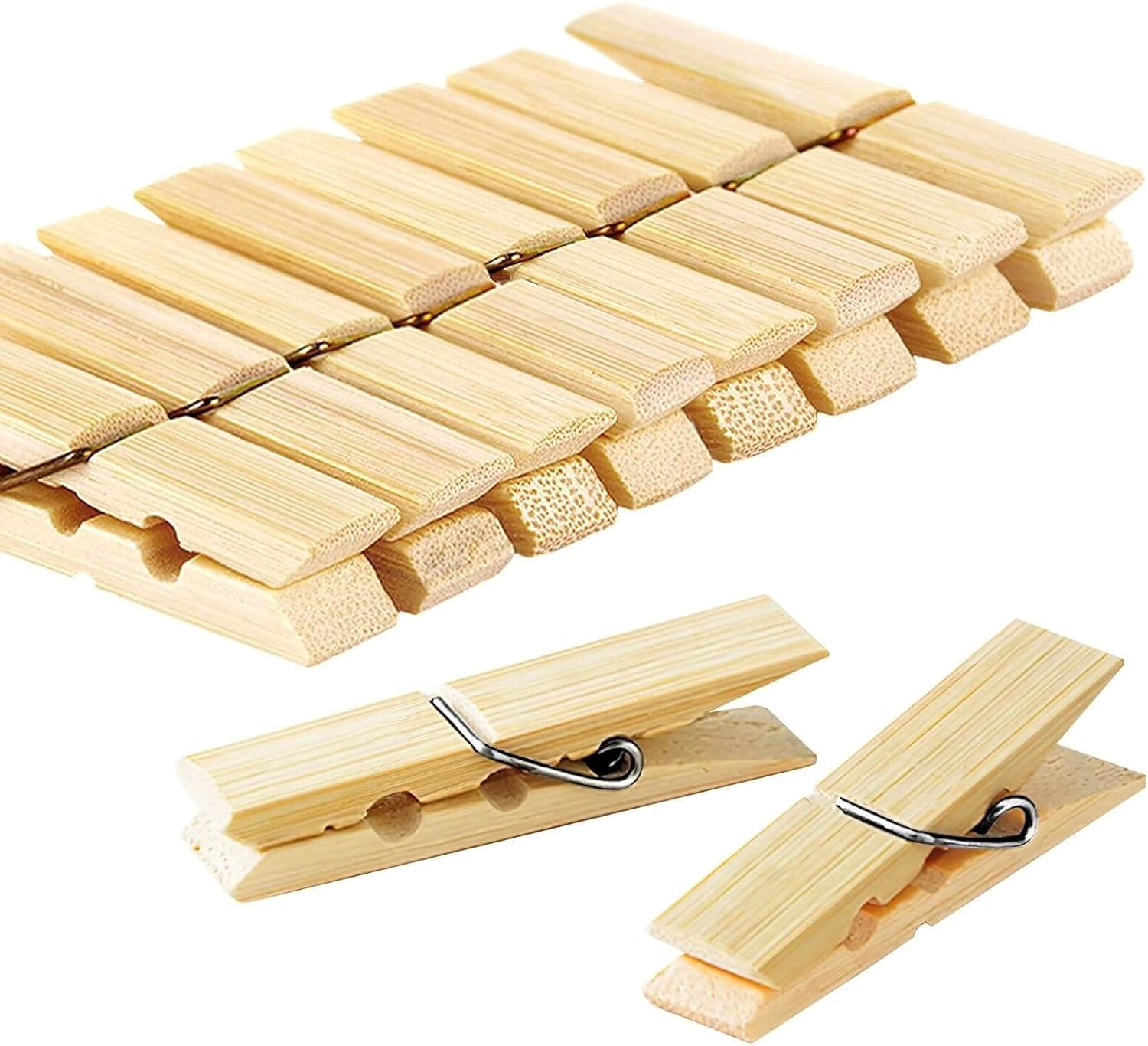 Amazon.com: Loliyas Clothes Pins, Bamboo Wooden Clothespins Wood Clips ...