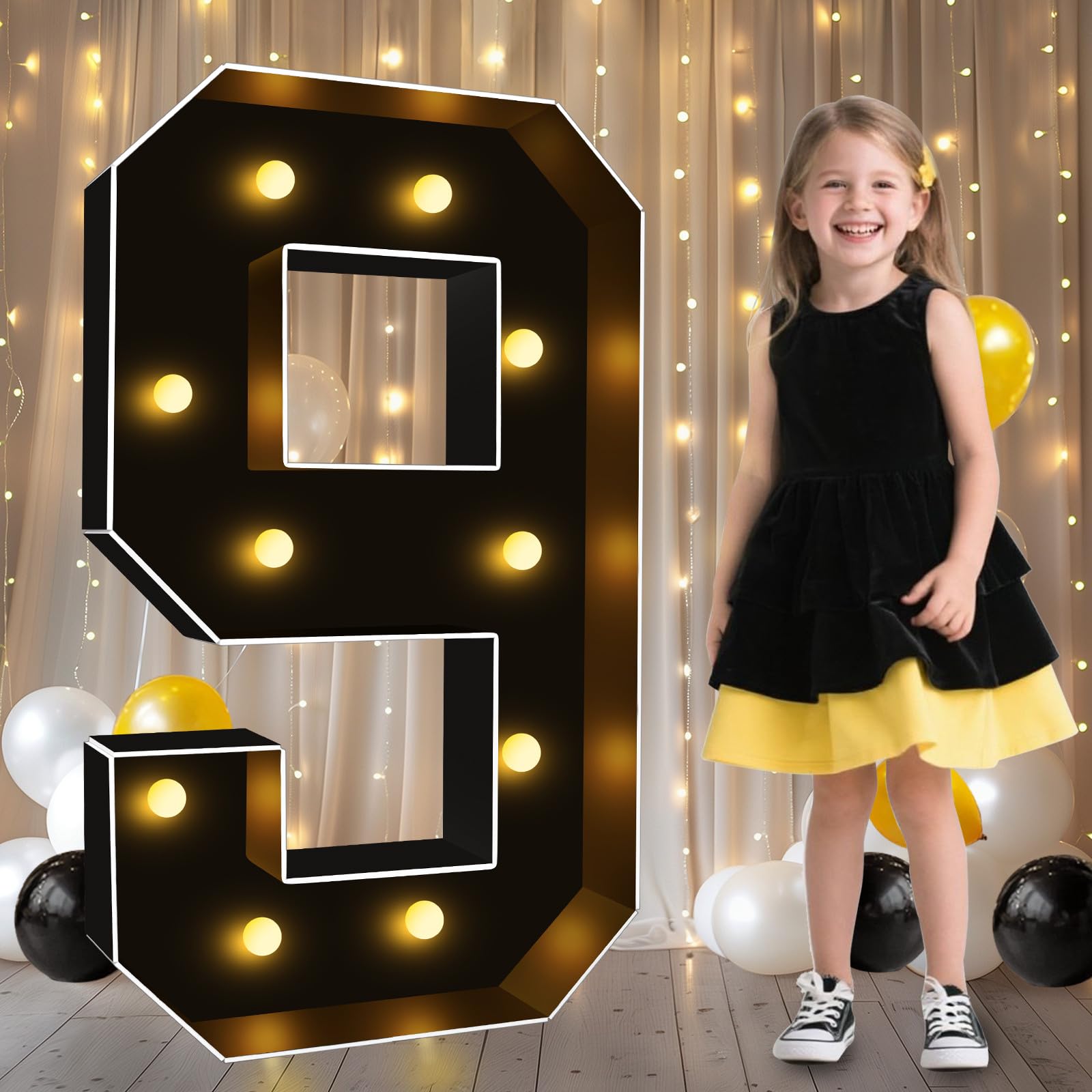 Snapklik.com : 3 FT Light Up Marquee Numbers, Black Marquee Number ...