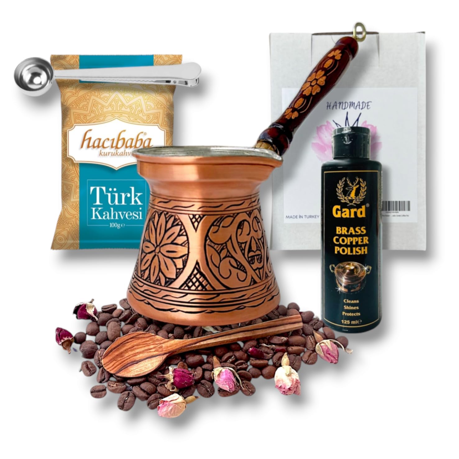 Amazon.com | Copper Coffee Maker - Cezve Turkish Coffee Pot Set (4cups ...