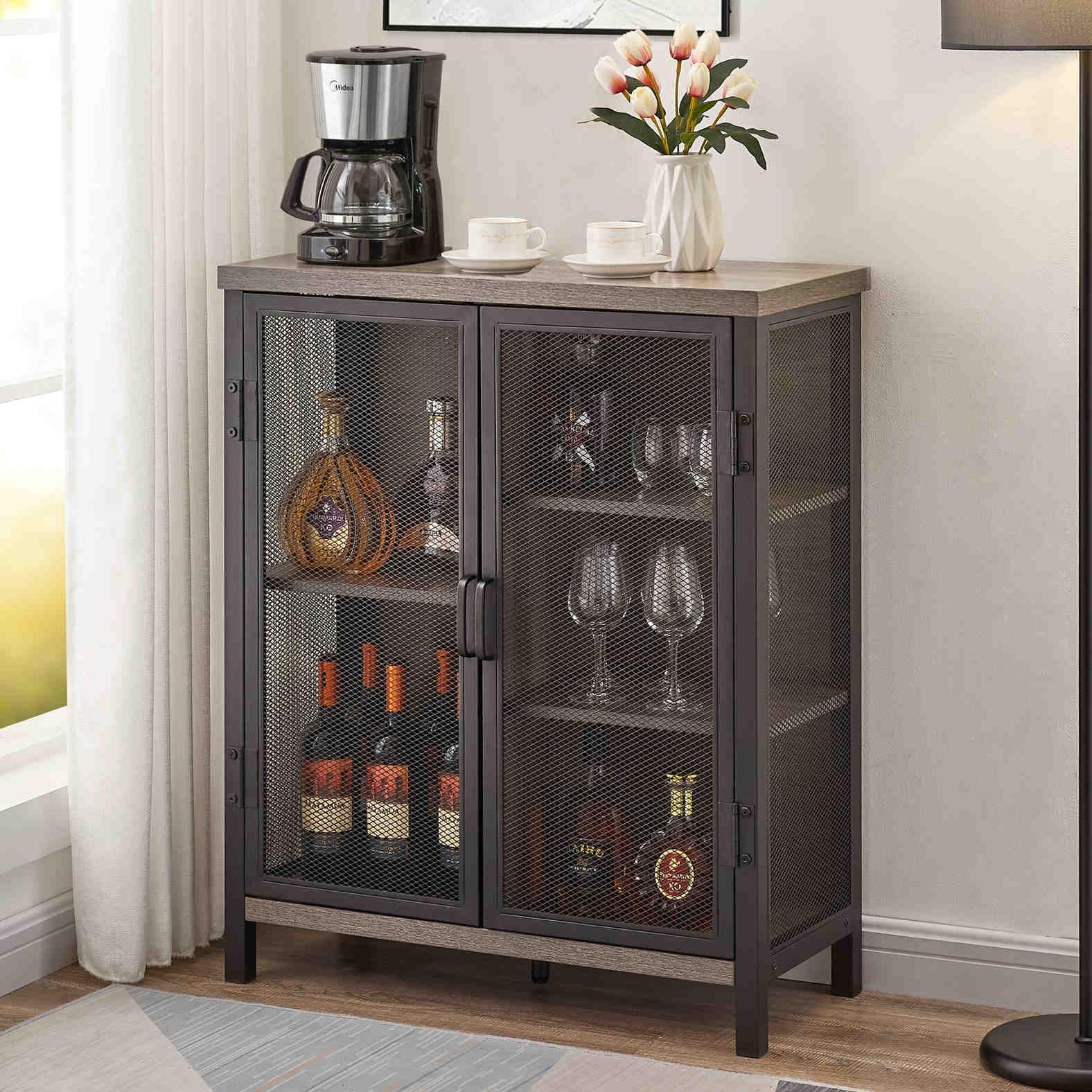 Amazon.com - Cyclysio Sideboard Buffet Cabinet with Power Outlets, Wine ...