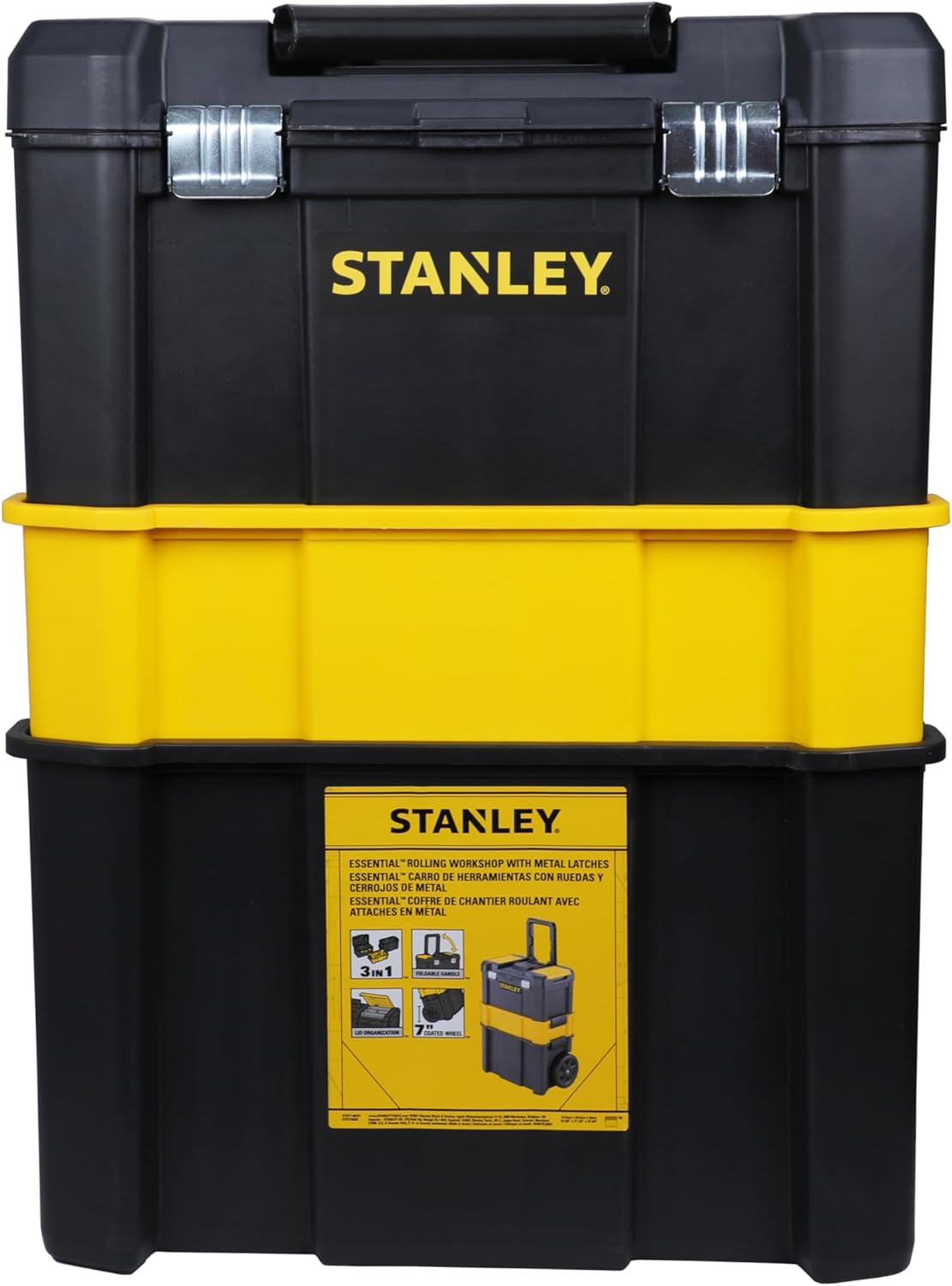 STANLEY Essential Rolling Workshop Toolbox, 3 Tier Stackable Units ...