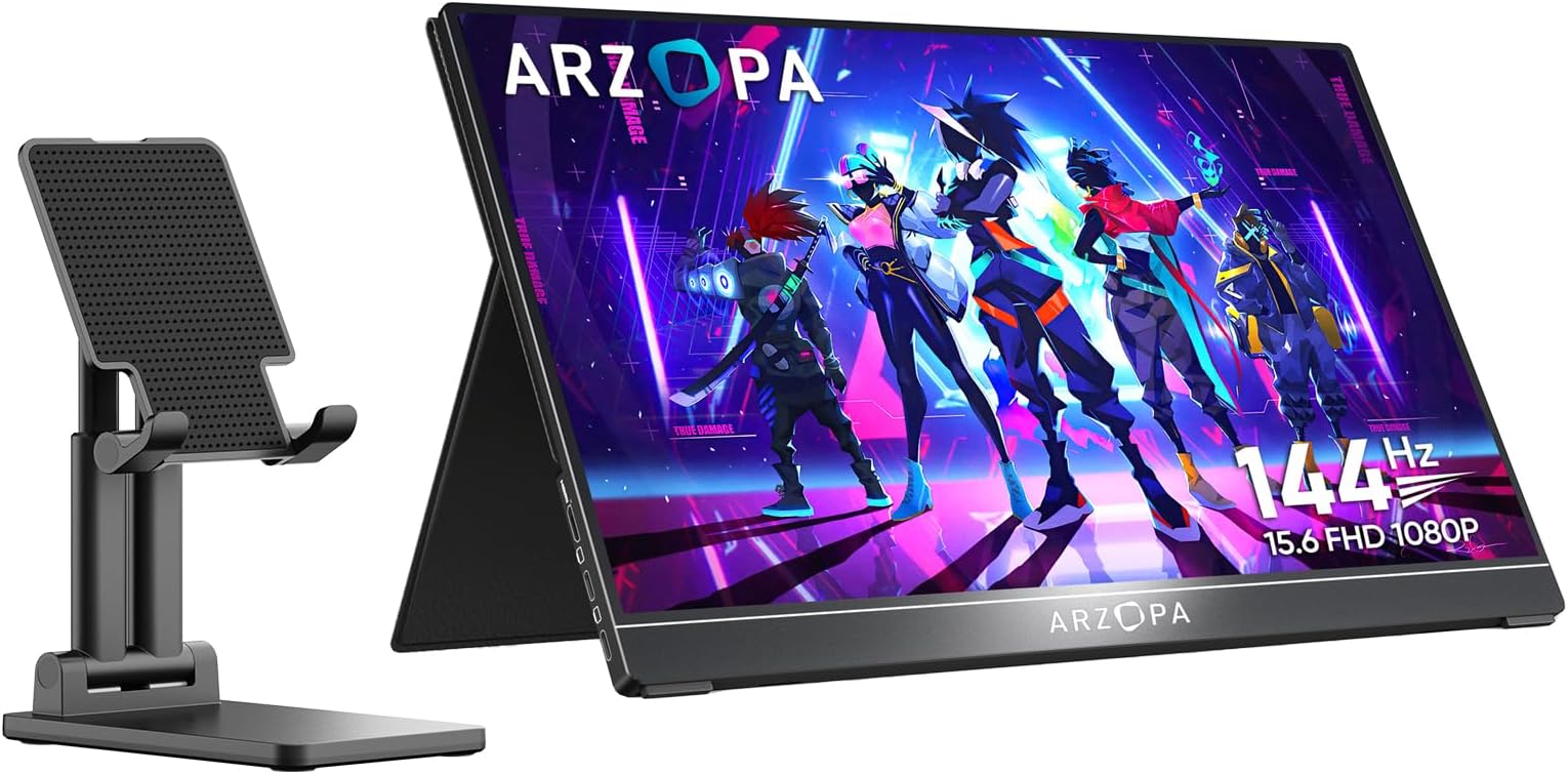 Amazon.com: ARZOPA 15.6'' 144Hz Portable Gaming Monitor + Adjustable ...