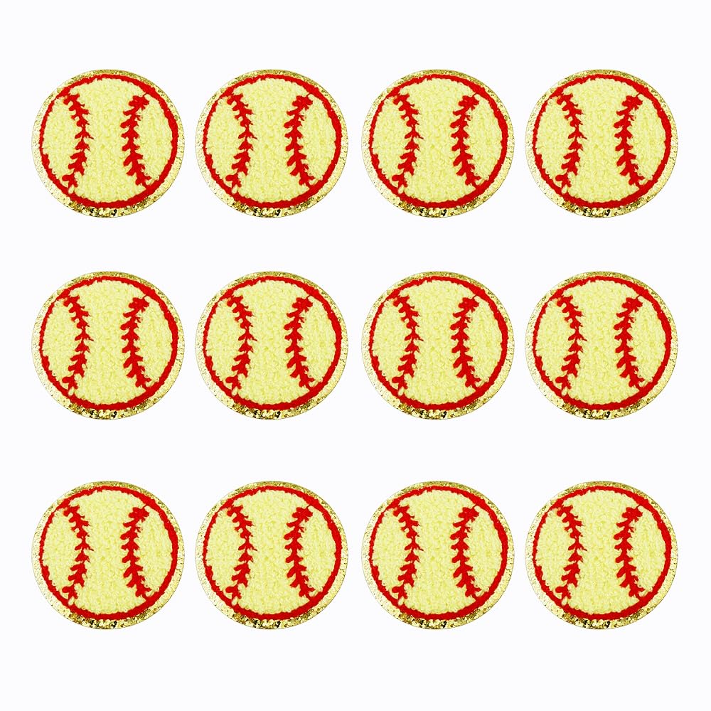 Amazon.com: SaktopDeco 12 PCS Yellow Baseball Patch Chenille Patches ...