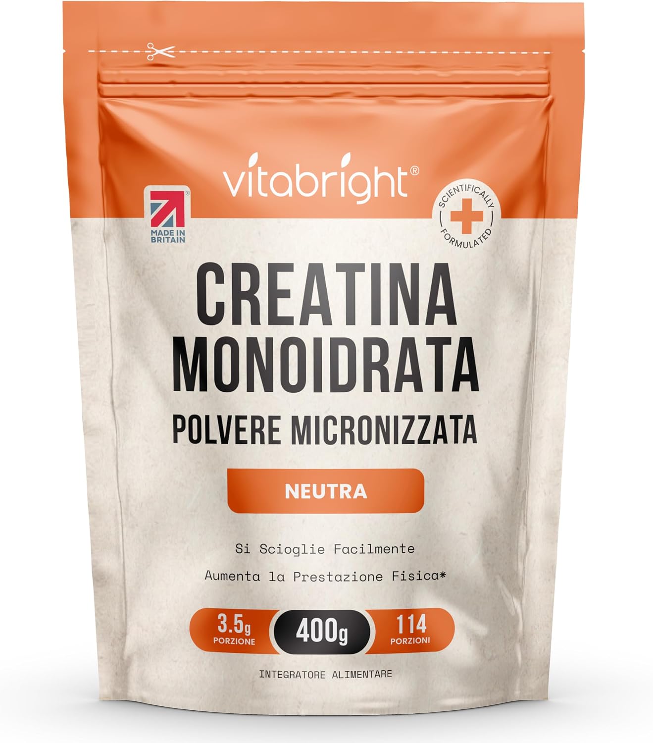 Creatina Monoidrata in Polvere Micronizzata | Busta da 400g | 114 ...